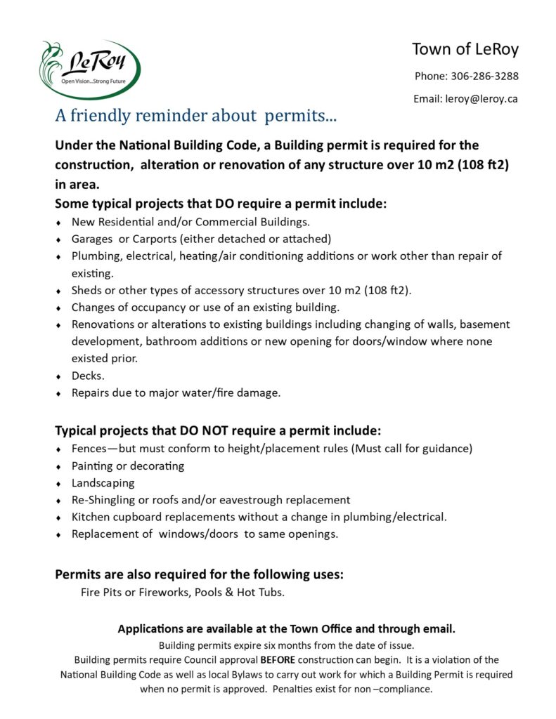 Forms/Permits - Town of LeRoy